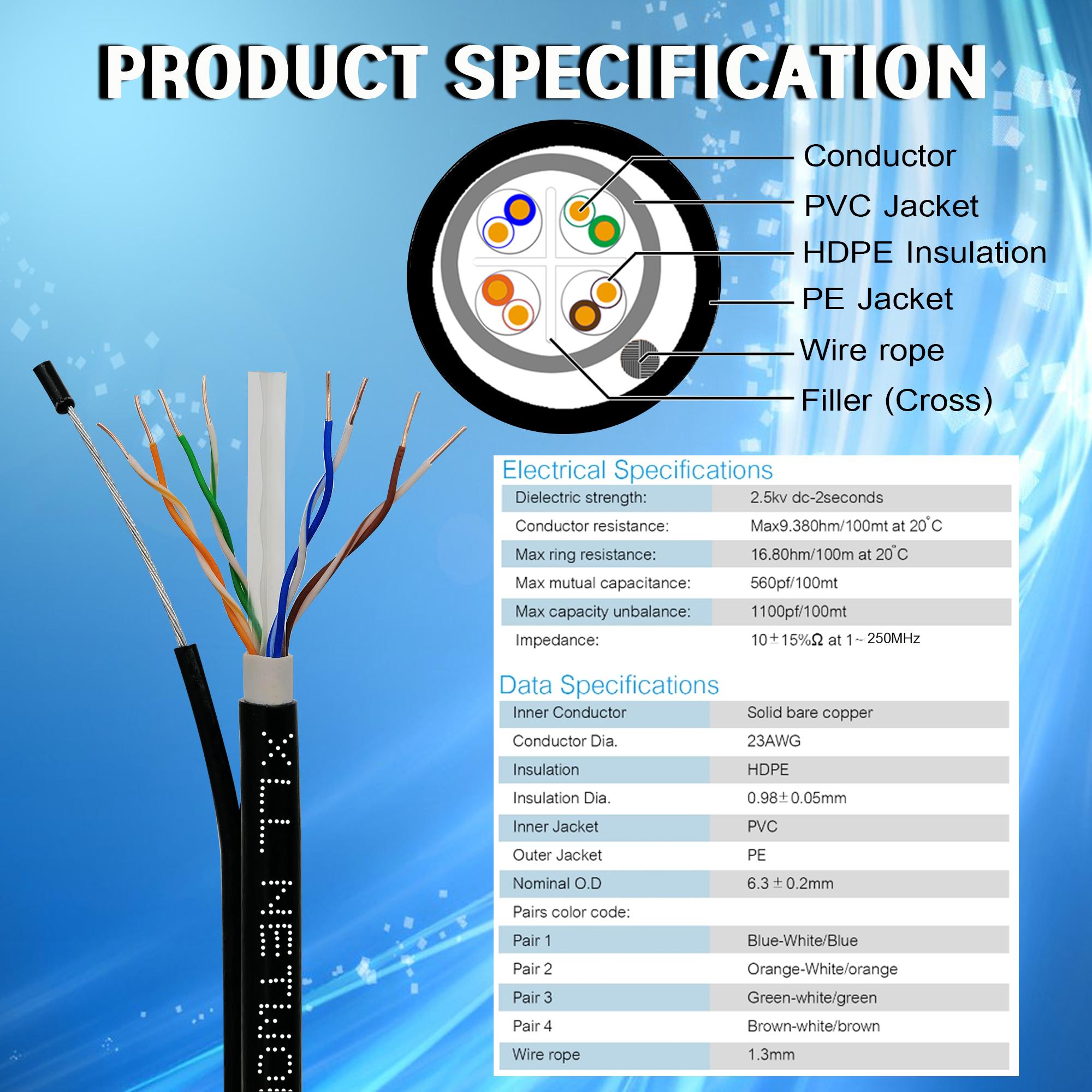 XLL Network cable CAT6 Outdoor UTP+ สลิง ความยาว 100m. 300m. 500m. - X ...