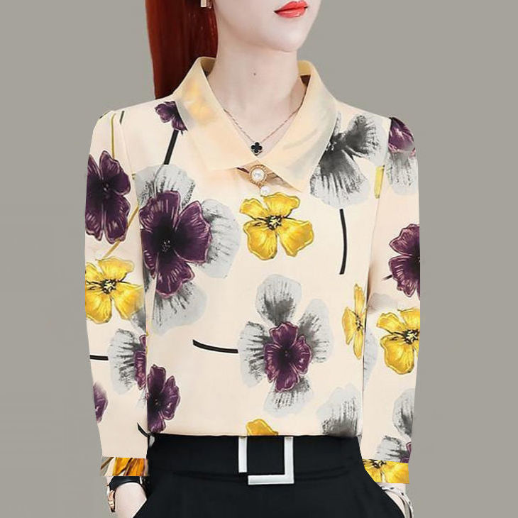 Long-sleeved shirt women's blouse 2022 spring new fashion Joker loose ...
