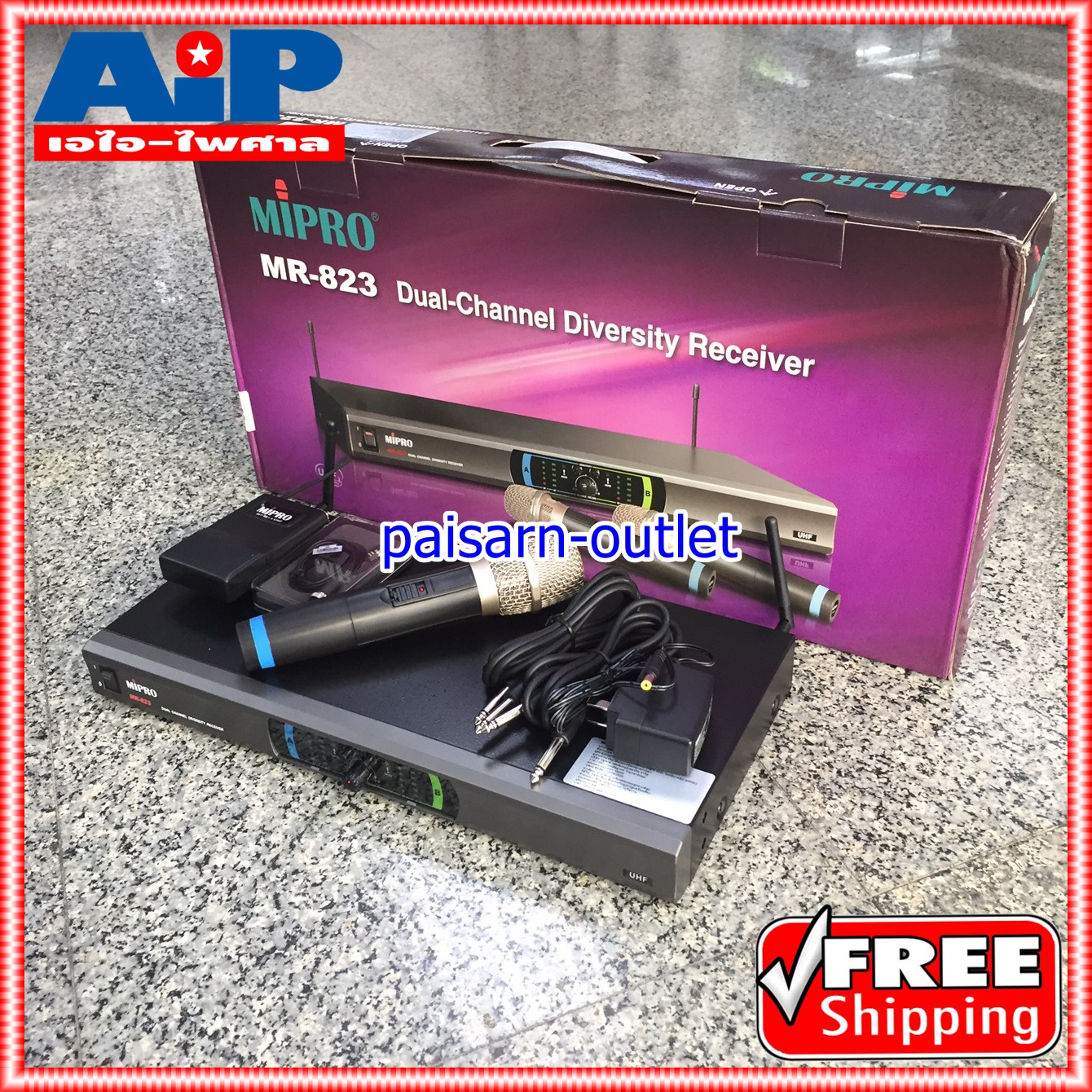 ไมค์ลอยคู่ UHF MIPRO MR-823 /MT-801a+MH-80 ไมค์ลอยแบบ มือถือ1 หนีบเสื้อ1 ความถี่ล่าสุดที่ กสทช ...
