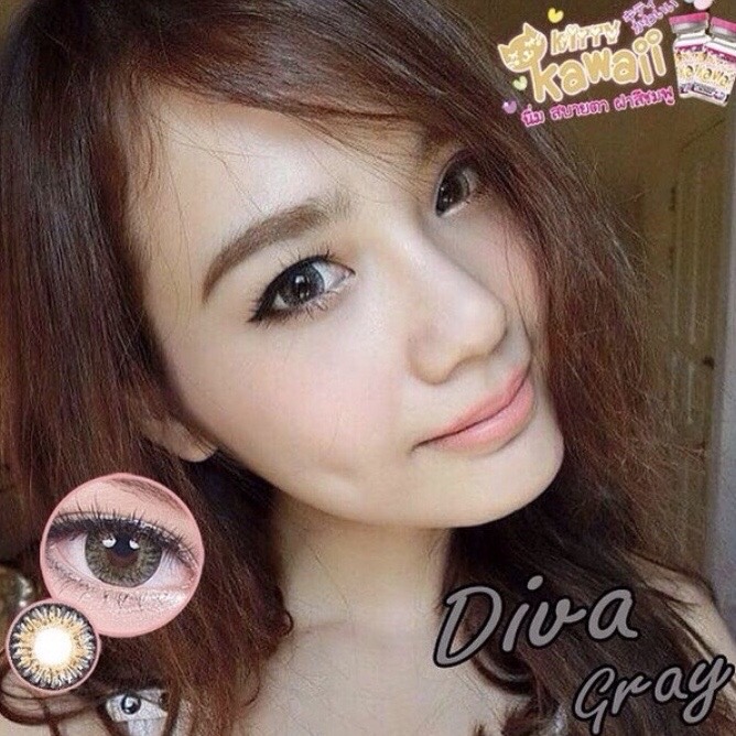 คอนแทคเลนส์ ยี่ห้อ Kitty kawaii รุ่น Diva Gray(สีเทา) ขนาดกลาง 14.5 ...