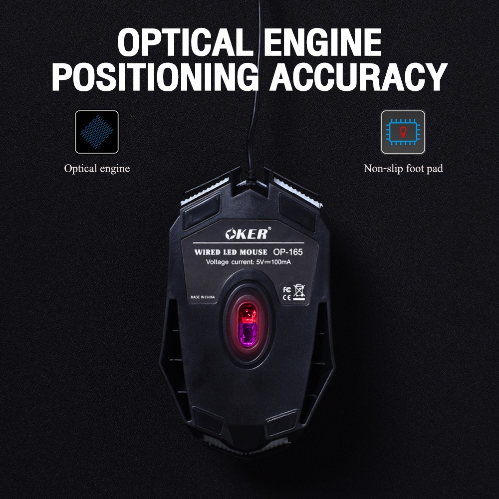 ส่งเร็ว OKER OP-165 WIRED LED MOUSE Black เมาส์สีดำ เมาส์เกมมิ้ง Gaming ...