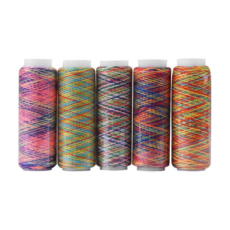 5pcs Multicolor 100 Polyester Yarn Sewing Thread Roll Machine Hand ...