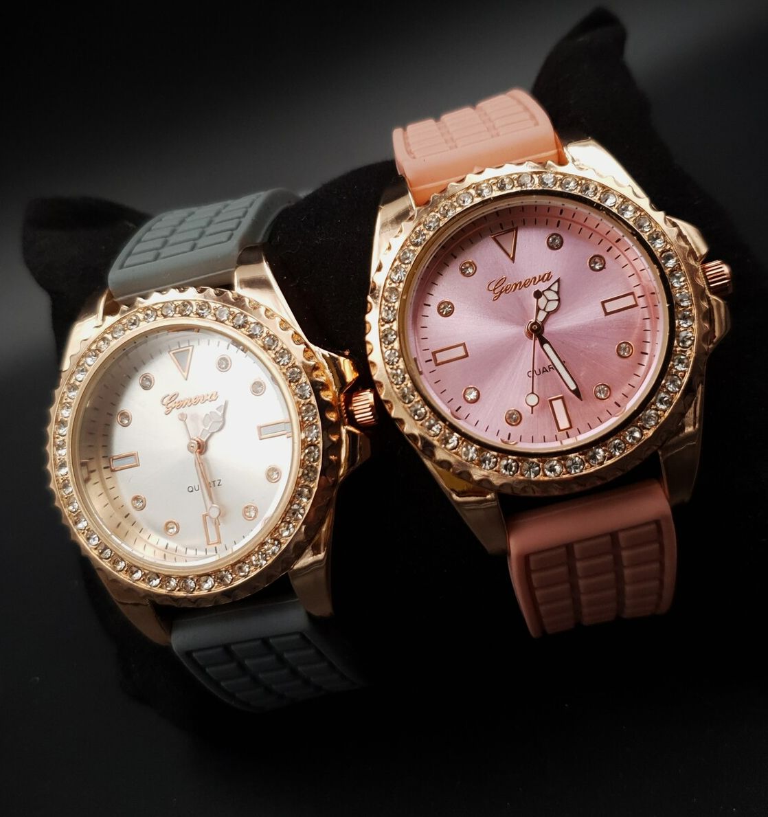 9 OClock นาฬิกาผู้หญิง นาฬิกาแฟชั่น Geneva แบรนด์แท้ ทรงกลม ขอบเพชร ...