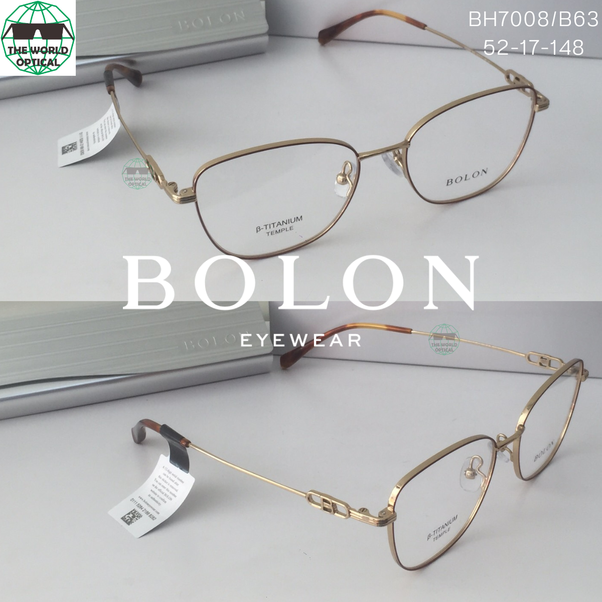 กรอบแว่นสายตาโบลอน BOLON รุ่นBH7008 สีGold Wine Red/B63,Rose Gold Beige/B39 *แท้100% | Lazada.co.th
