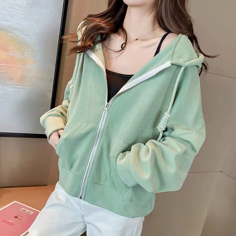 Ann.Fashion เสื้อแจ็คเก็ตแขนยาวมีซิป เสื้อโค้ท เสื้อกันหนาวมีฮู้ด ผ้า ...