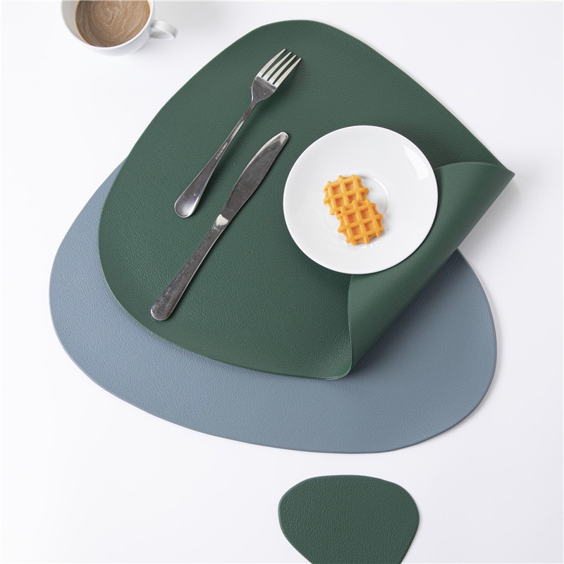 Leather Place mat PU Placemats & Coaster mat for dining table Heat ...