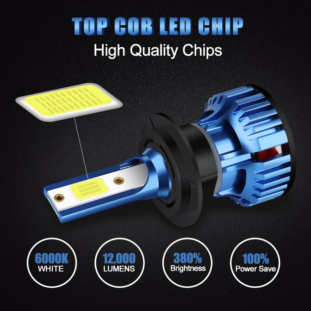 2pcs H7 Led Bulb H1 H3 H4 H11 Car Headlight 9005 HB3 9006 HB4 Canbus No Error Super Bright COB ...