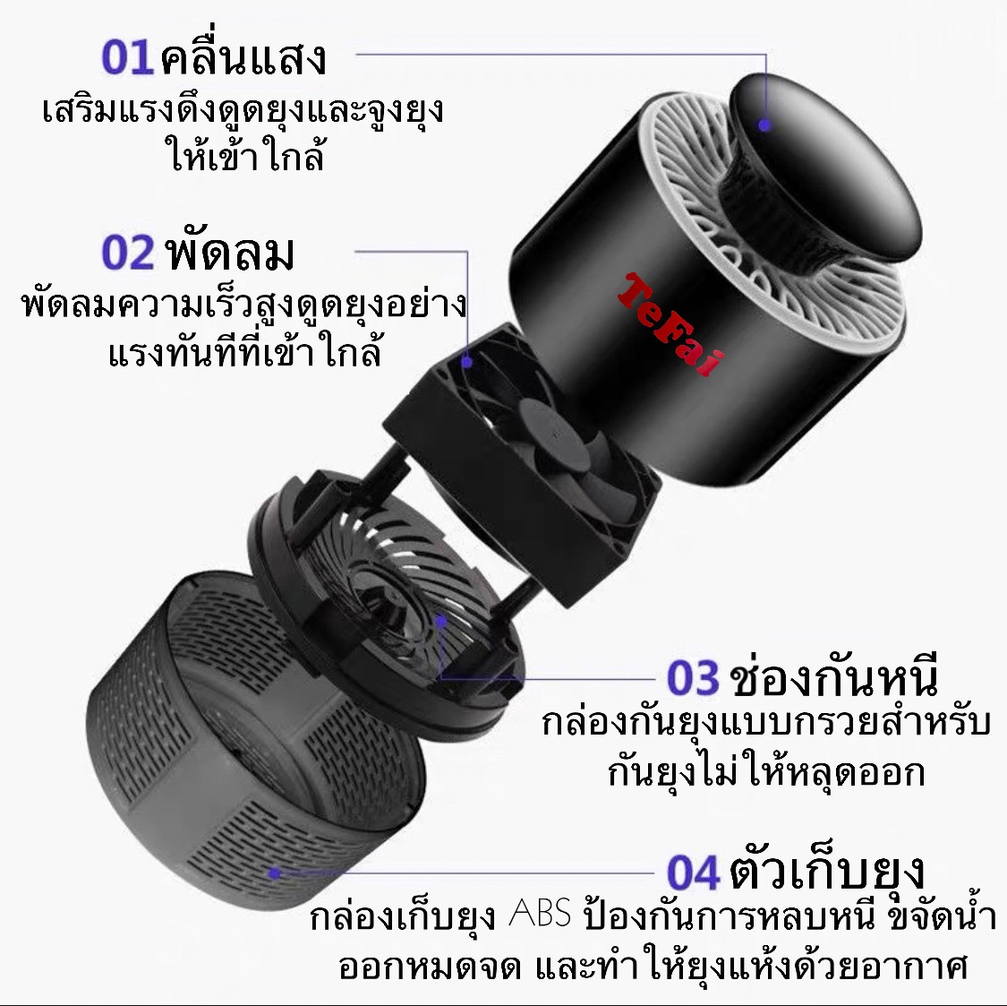 เครื่องดักจับยุง TEFAI JT01โคมไฟกันยุง เครื่องไล่ยุงอิเล็กทรอนิกส์ เงียบสงบและไม่มีเสียงดังรบกวน ...