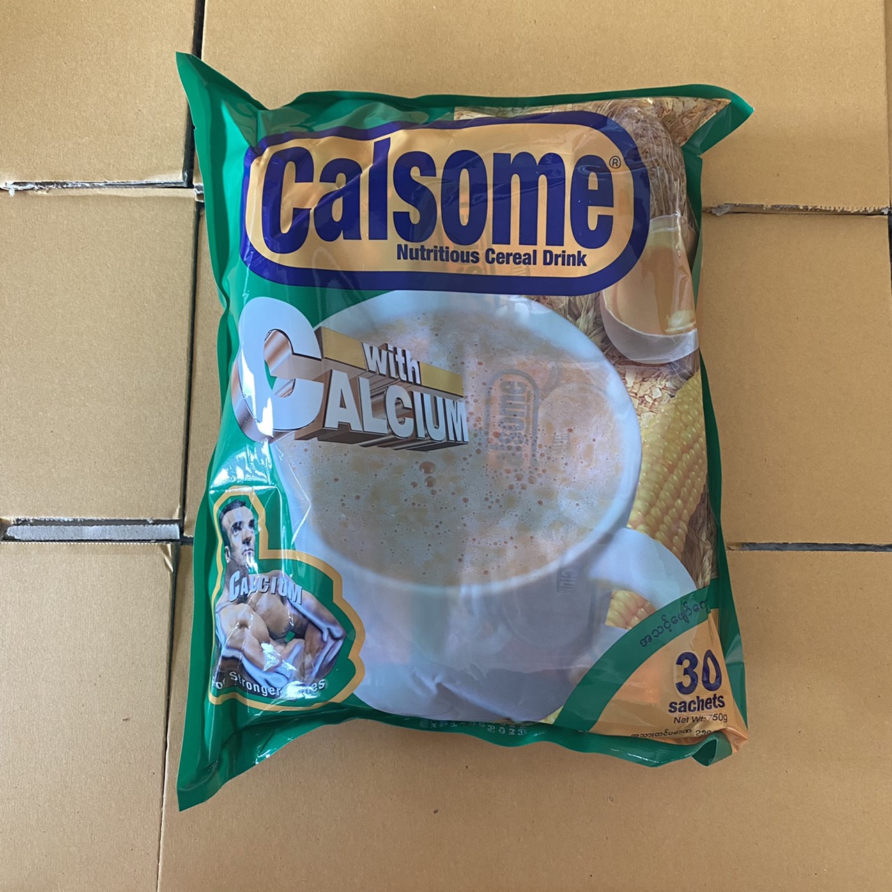 ซีเรียลพม่า 1ห่อ30ซอง เครื่องดื่มธัญพืชเมียนมาร์ Calsome Myanmar ...