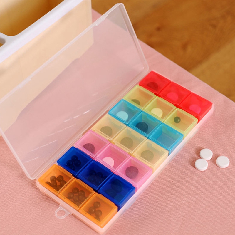 21 Compartment Transparent Color Empty Plastic Box Pill Tablet Medicine ...