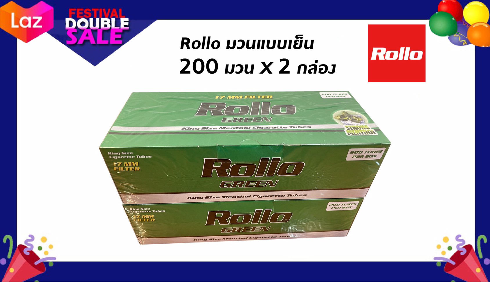 ส่งฟรี! ใหม่ หลอดเปล่า โรลโล่ แบบเขียว (เย็น) Rollo Green Menthol ขนาด ...