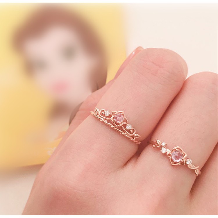 New Beauty&TheBeast Ins Korean Sterling Silver 925 14K Gold Finger Rings Necklace celet ...