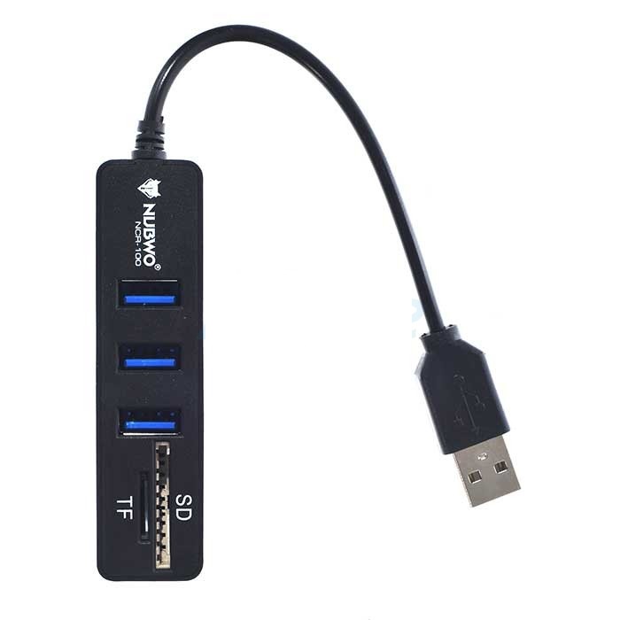 การ์ดรีดเดอร์พกพา NUBWO (NCR-100) USB HUB 3 ช่อง + Card Reader ยูเอสบี ...