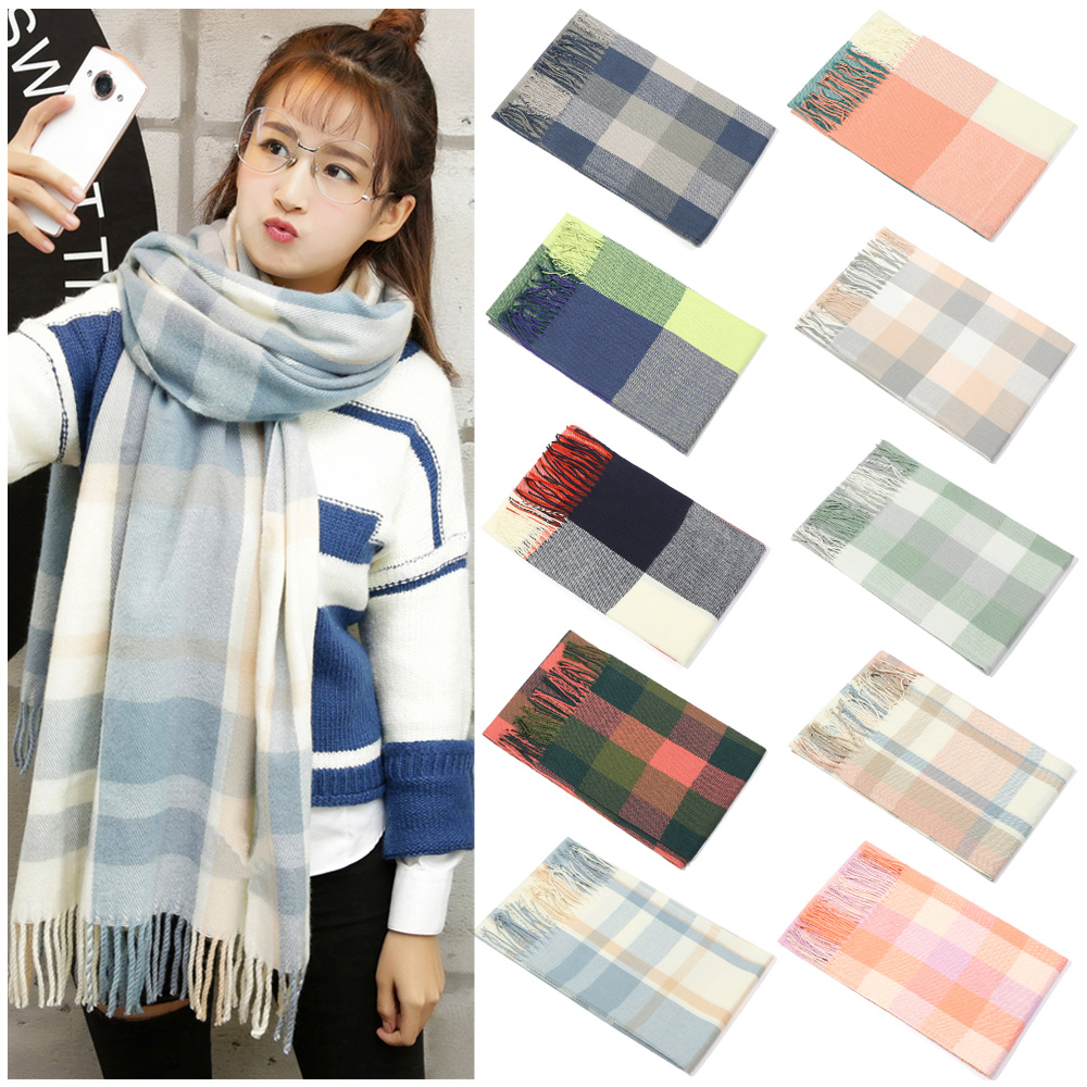 CANGCRU56383 Luxury Autumn Winter Women Warm Blanket Warm Tippet Cashmere Shawl Wrap Knitted ...