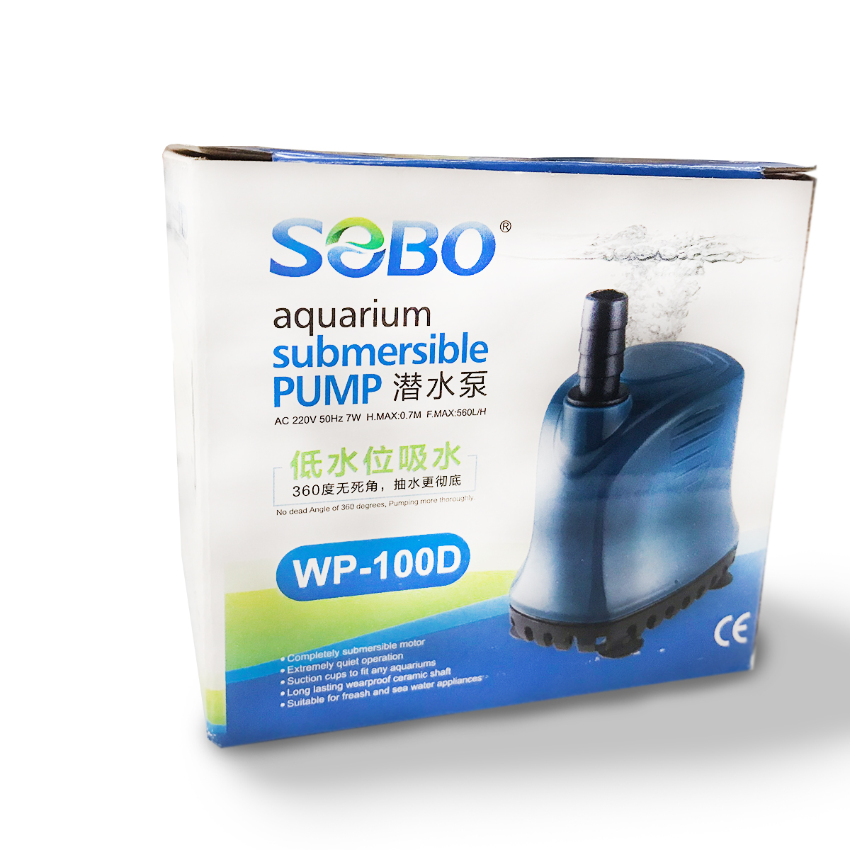SOBO WP-100D ปั๊มน้ำตู้ปลา บ่อปลา กำลังไฟ 7w 560ลิตร/1ช.ม. WP100D ปั้ม ...
