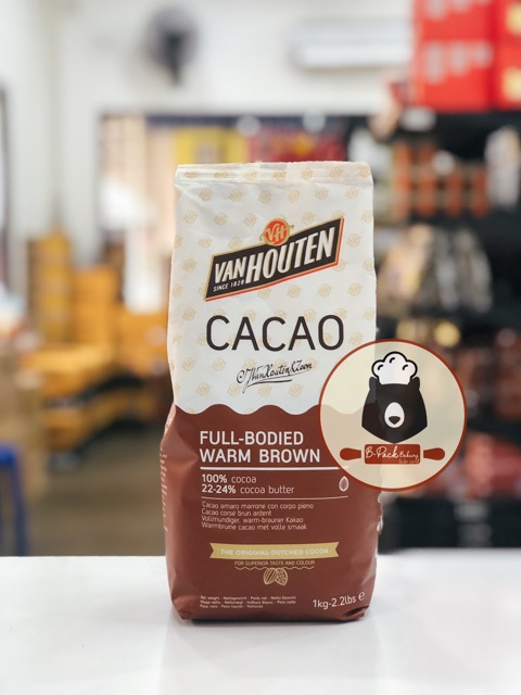 (วอร์มบราวน์) แวนฮูเต็น ผงโกโก้ สีวอร์มบราวน์ VAN HOUTEN CACAO Powder Full-Bodied Warm Brown 1KG ...