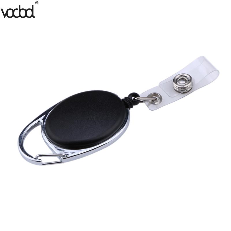 2pcs Black Retractable Pull Key Ring Chain Reel ID Lanyard Name Tag ...