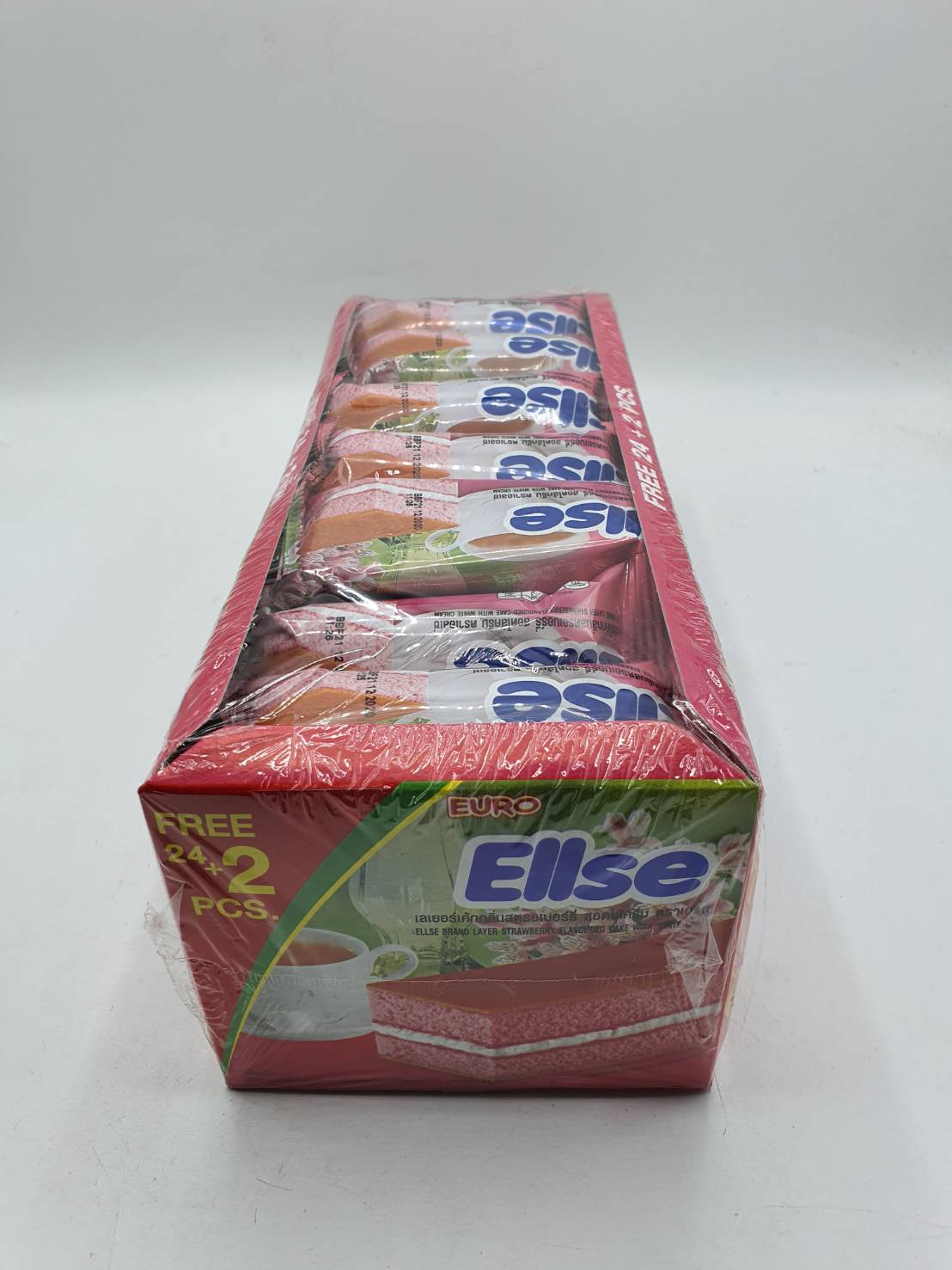 เอลเซ่ ยูโร่ รส สตอเบอร์รี่ สอดไส้ครีม ขนมเค้ก ยูโร่ ขนมเด็ก EURO ELLSE ...