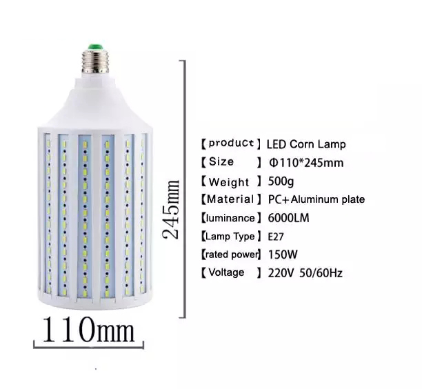 ภาพถ่ายสตูดิโอการถ่ายภาพ LED 120W E27 6000K 305ลูกปัด โคมไฟข้าวโพดอ่อน ...