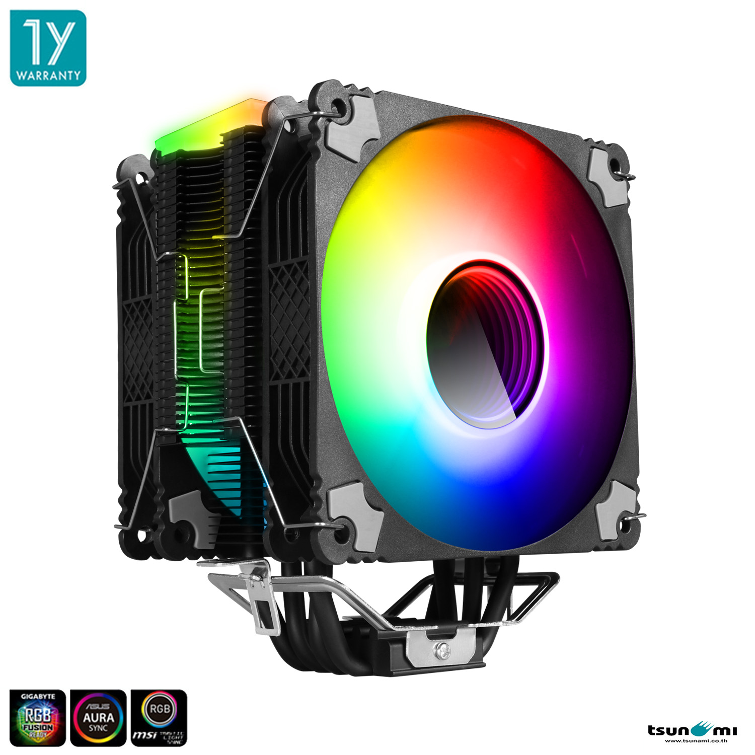 Tsunami Protector 1264K Quad-Pipes (150W) P.W.M. ARGB CPU Cooler ...