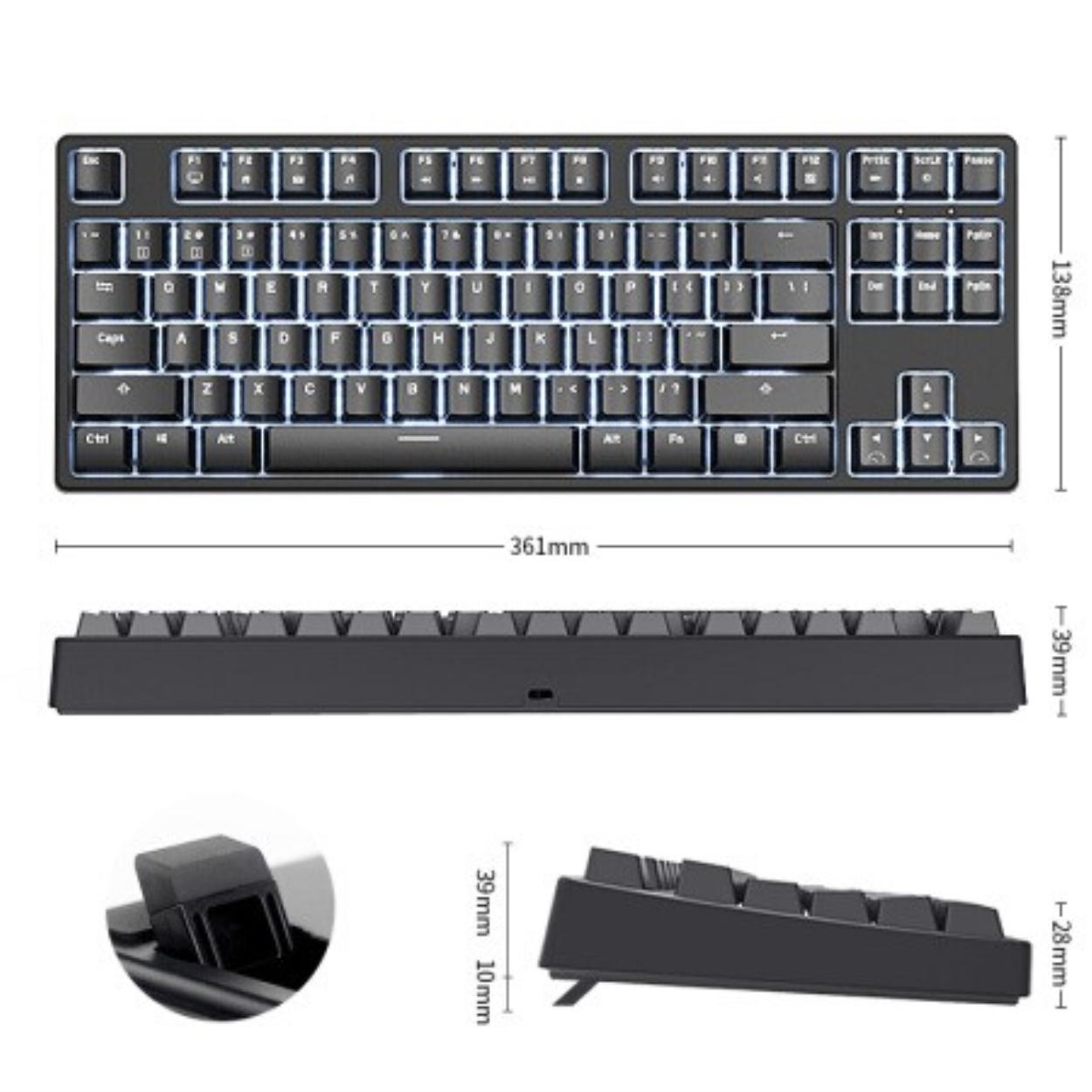 RK 987 87 Keys USB Wired-Bluetooth คีย์บอร์ด gaming Mechanical Gaming ...