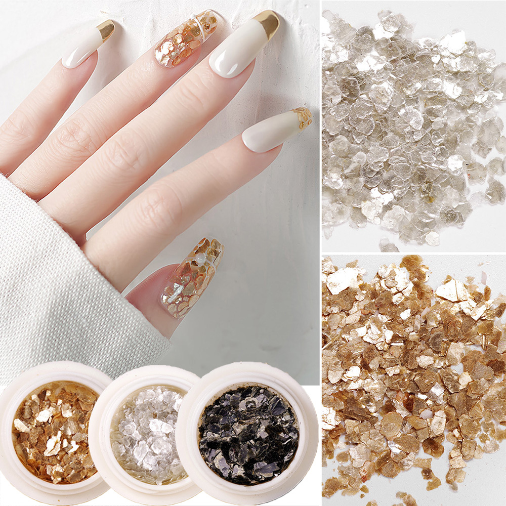 XAWBKJ 3D Natural Nail Glitter Flash Ultrathin Blend Flake Mica Slice ...