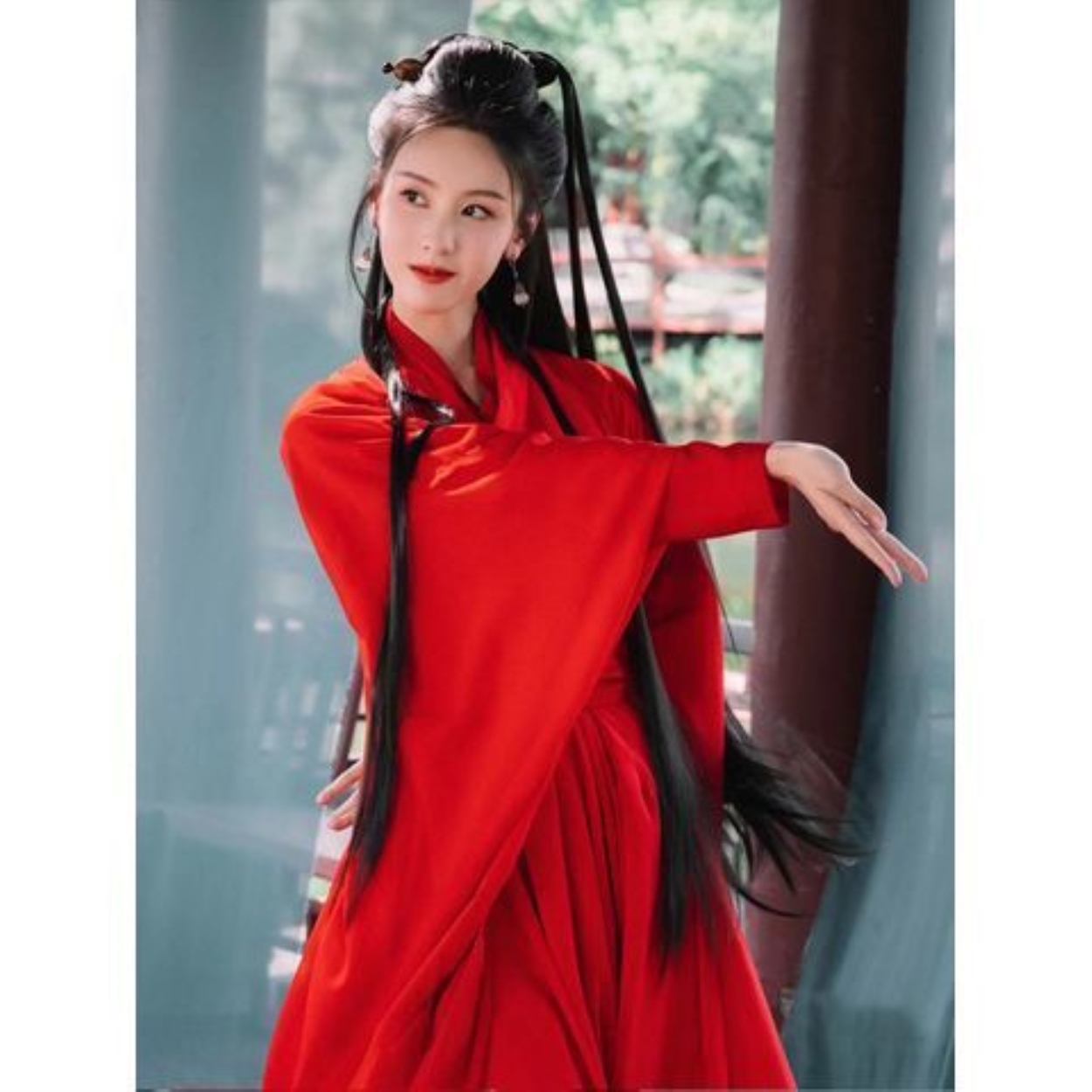 Red Hanfu Womens Ancient Style Elegant Summer Wei Jin Style Straight ...