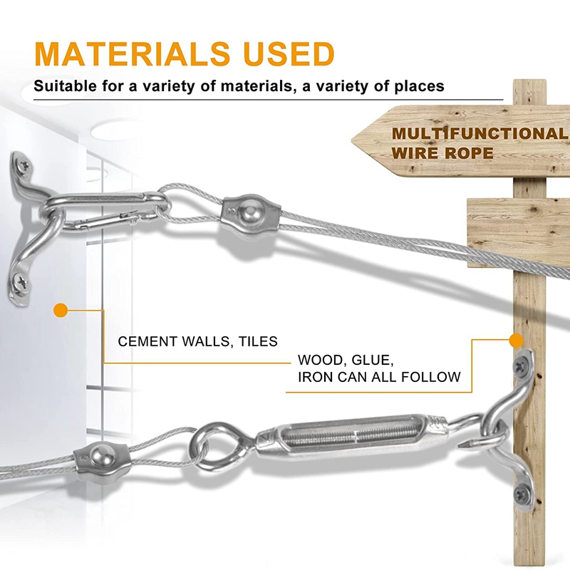 60M Garden Wire Cable Railing String Lights Hanging Kit with Duty ...
