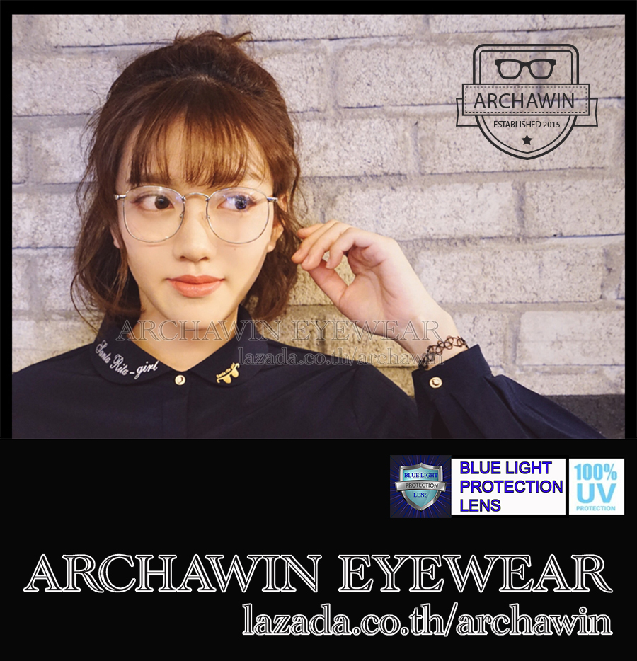 แว่นตากรองแสง แว่นกรองแสง กรอบแว่นตา แฟชั่น เกาหลี รุ่น AWS 411 (กรองแสงคอม กรองแสงมือถือ ถนอม ...