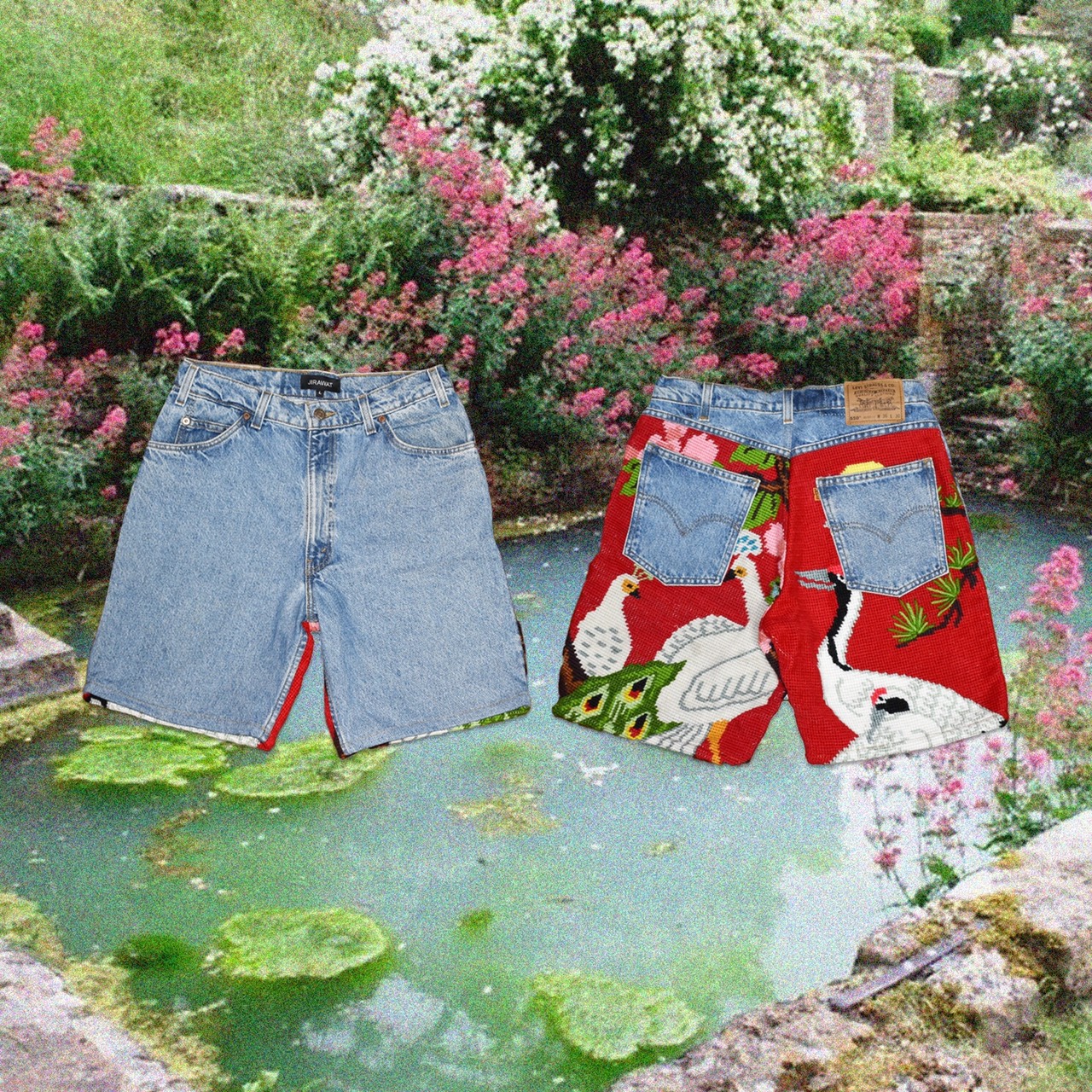 JIRAWAT_GEWAT Wilds on Jeans กางเกงยีนส์ขาสั้นตัดต่อผ้าครอสติส ...