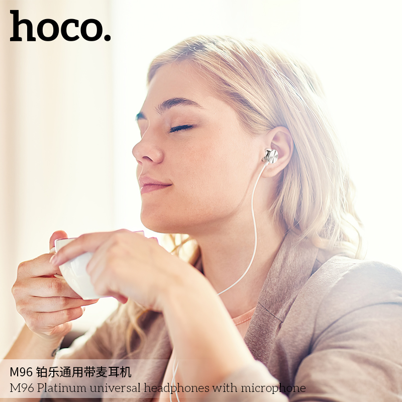 NEW HOCO M96 platinum music ชุดหูฟังแบบมีสายสากลพร้อมไมโครโฟนควบคุมด้วย ...