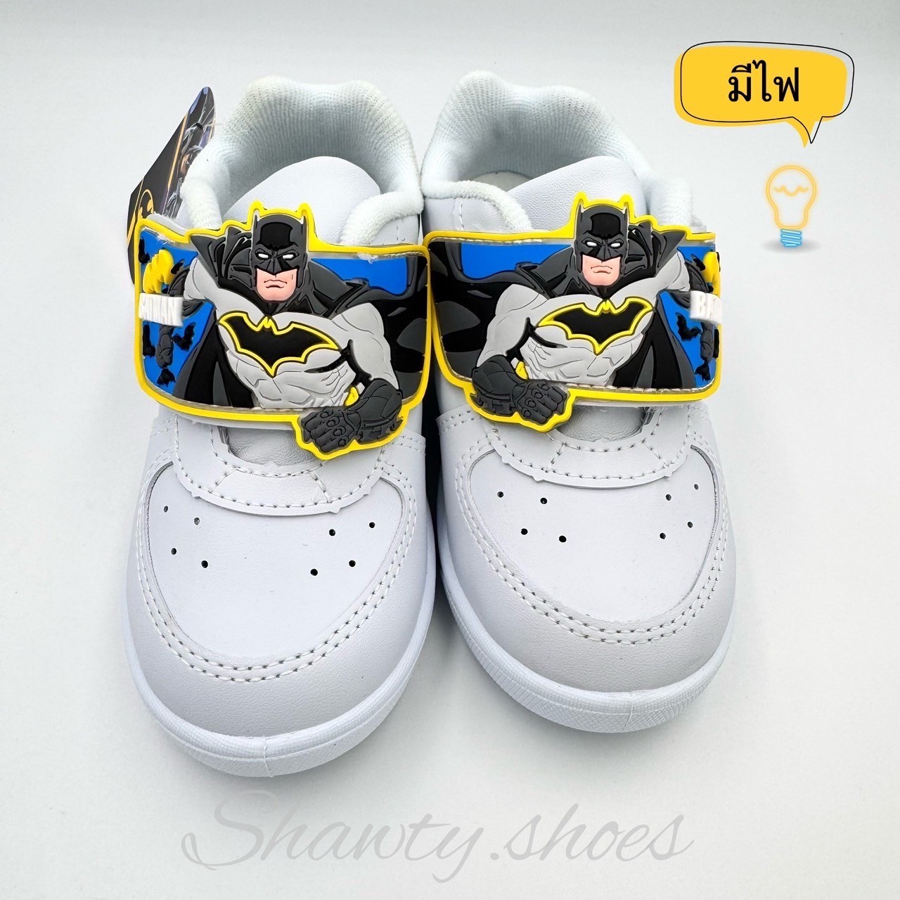 มีไฟ 41N20 รองเท้านักเรียนอนุบาล พละขาว ลายแบทแมน ฺBatman ลิขสิทธิ์แท้ ...