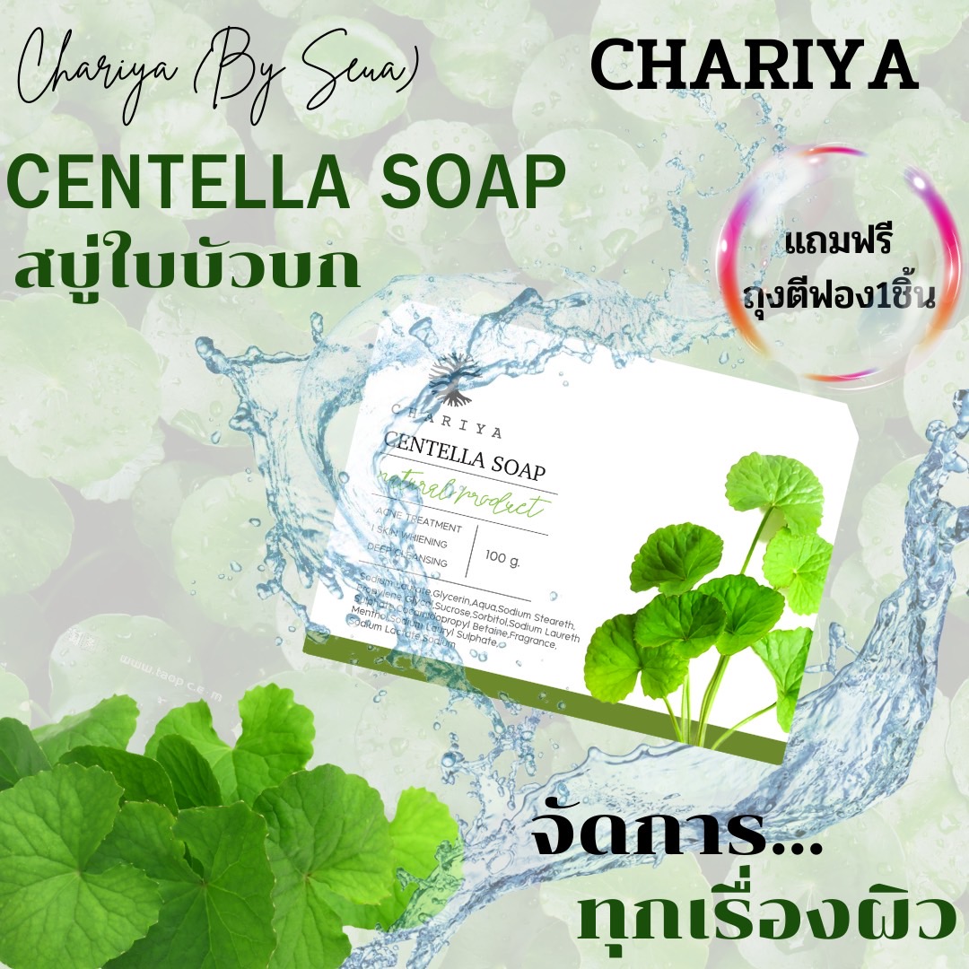 สบู่ชาริยา สบู่ใบบัวบกชาริยา Chariya (เซ็ต 1กล่อง แถมฟรีถุงตรีฟอง) จัด ...