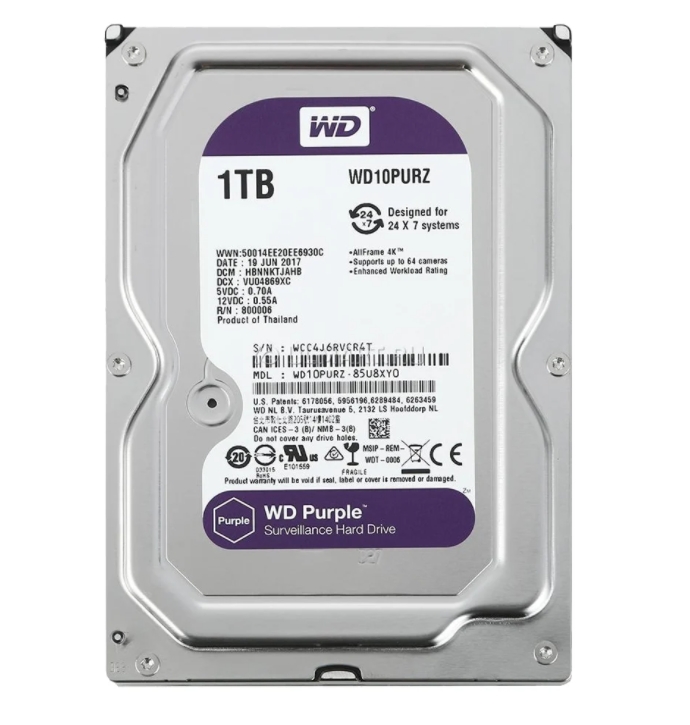 WD 1TB Purple 3.5 HDD CCTV - WD10PURZ (สีม่วง) รับประกัน 3 ปี TRUSTED ...