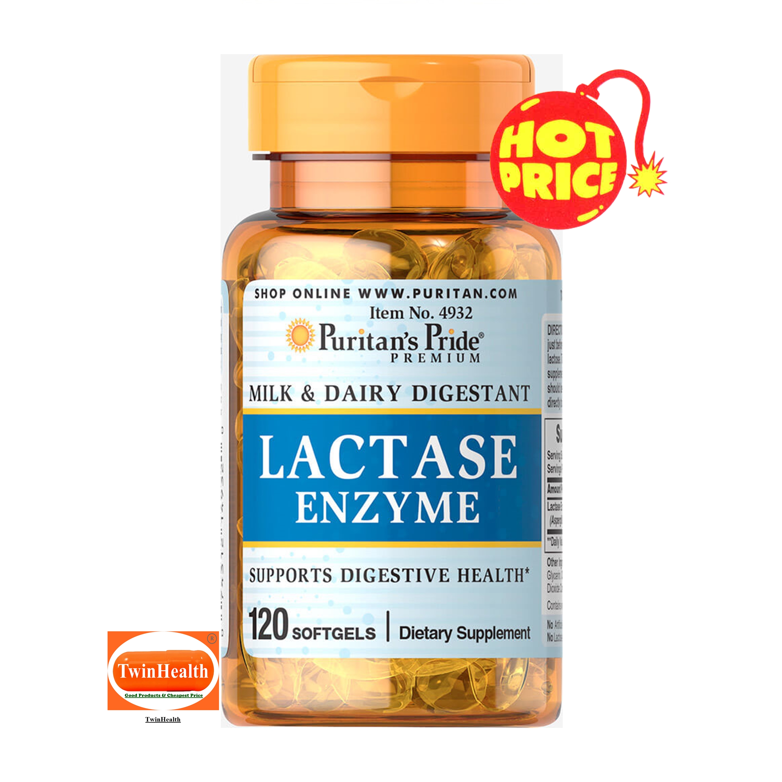 Puritan's Pride Lactase Enzyme 125 mg / 120 Softgels - TwinHealth ...