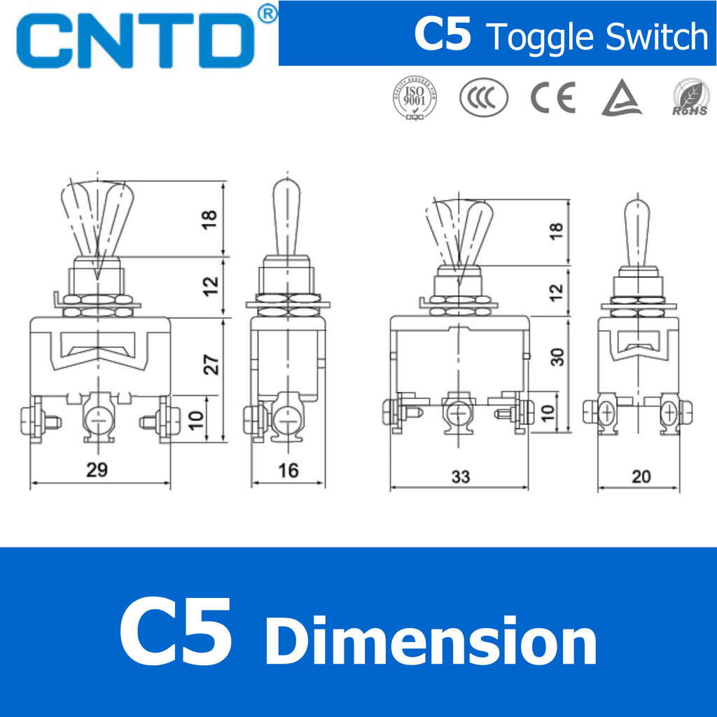 [ 1ชิ้น ] C521B สวิทช์โยก 4 ขา CNTD Toggle Switch OFF-ON 15A 250VAC สวิทช์โยก CNTD Toggle Switch ...