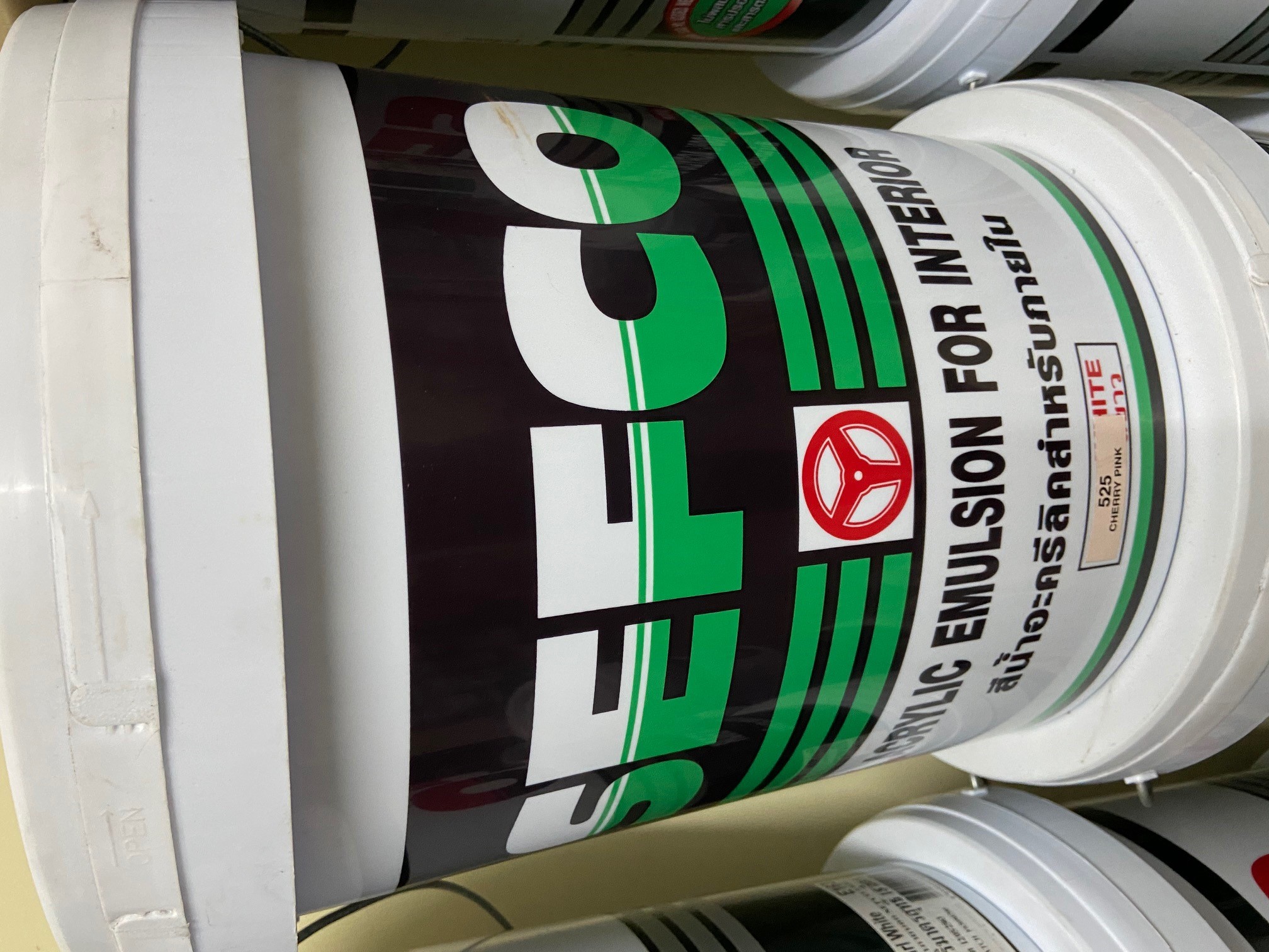 (No.525) สีน้ำอะครีลิคแท้ เกรดพรีเมียม สีน้ำ สีทาบ้าน สำหรับทาภายใน สีชมพู CHERRY PINK ตรา SEFCO ...