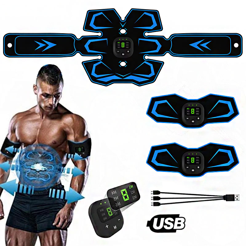 Electric Abdominal Muscle Stimulator EMS Trainer Belt Rechargeable Body ...