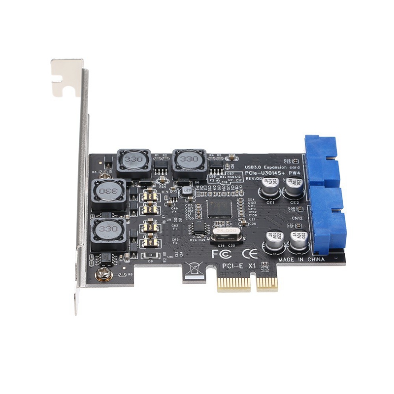 PCI Express to Dual 20 Pin USB 3.0 Controller Card PCI-E X1 to 2 Ports ...