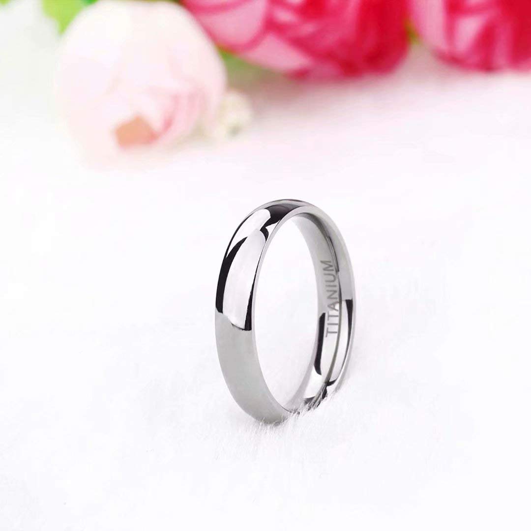 ZOESKY Titanium Ring 2mm 4mm Plain Dome High Polished Wedding Band ...