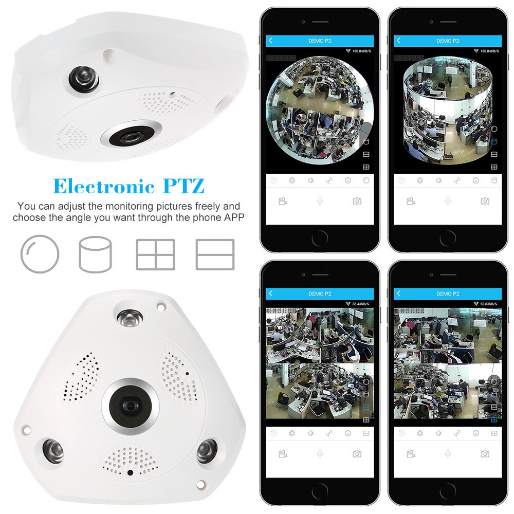 360 Degree Panorama Camera 3.0MP 1080P HD Wireless VR IP Camera CCTV ...