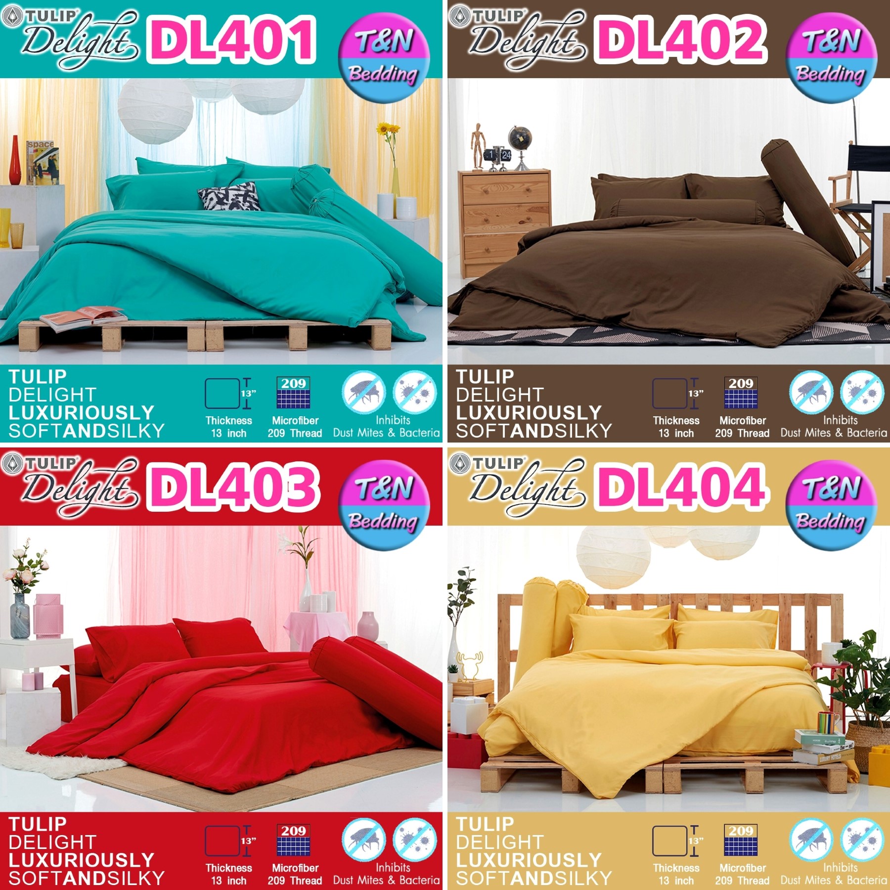 TeeBed???? Tulip Delight ชุดผ้าปู+ผ้านวม 5/6 ฟุต สีพื้น In the Moment DL401 DL402 DL403 DL404 ...