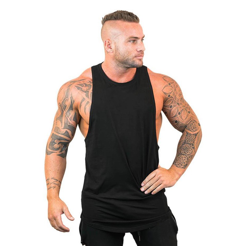 Mens Korean Fashion Solid Color Bodybuilding Fitness Tank Tops Plain ...