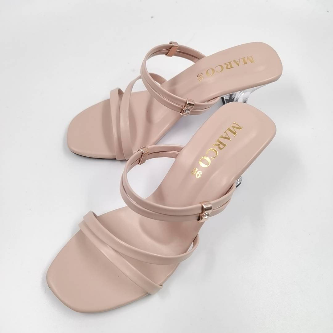 รองเท้าส้นแก้ว แบรนด์ Marco รุ่น B1027 สูง 2 นิ้ว หนังนิ่ม ดีไซน์สายคาดด้านหน้า | Lazada.co.th