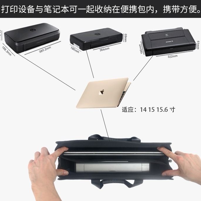 HP 200 Canon ip110 Portable Printer Storage Bag Suitable for Epson 15.6 ...