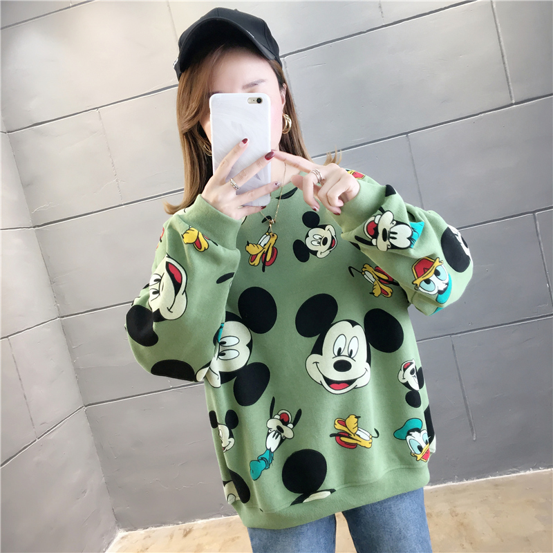 MIQI- LONGเสื้อยอดฮิตลายมิกกี้เมาส์ แจ็คเก็ต เเสื้อกันหนาว เสื้อฮู้ดแขน ...