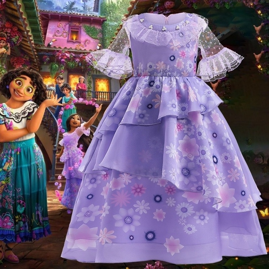 READY STOCK!Encanto Cosplay Isabella Mirabel Charm Costume Purple Dress ...