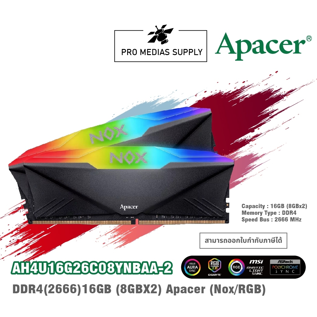 RAM PC APACER NOX RGB DDR4 16GB/2666(8x2) | Lazada.co.th