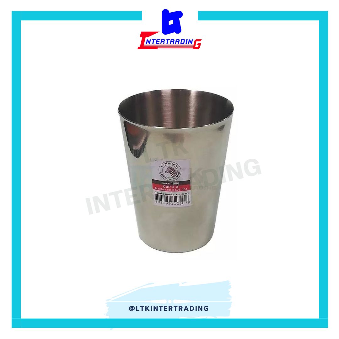 แก้วน้ำ สแตนเลสทรงกลม No.3 แบรนด์ Zebra (ใบ) Code:112307 | Lazada.co.th