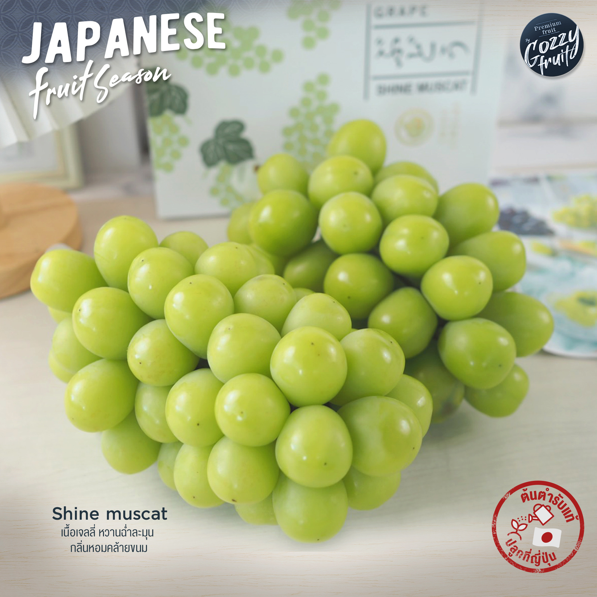 ส่งฟรี องุ่นญี่ปุ่นแท้ Shine muscat รุ่นพรีเมี่ยม ไซส์ 6L - ผลไม้นำเข้า ...